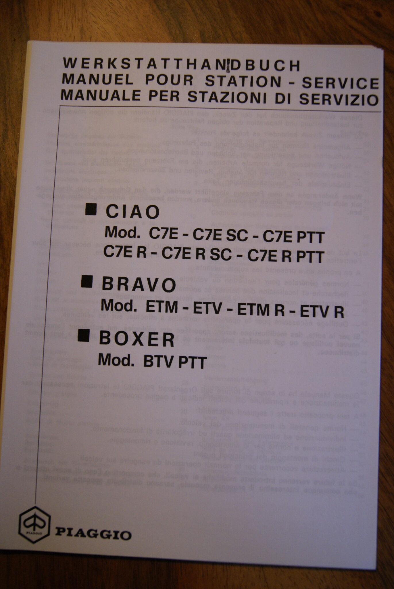 Piaggio Ciao/Bravo/Boxer Werkstatt Handbuch | oldtimermofa.ch