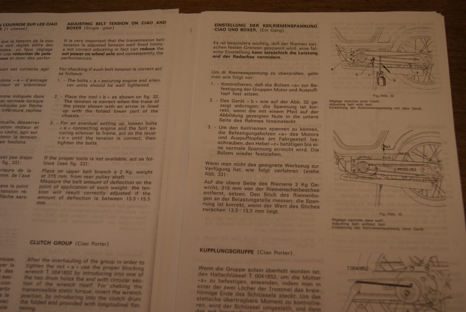 Piaggio Ciao C7-C9, Boxer B1M-B2V-B3M, Ciao Porter CT Werkstatt Handbuch | oldtimermofa.ch